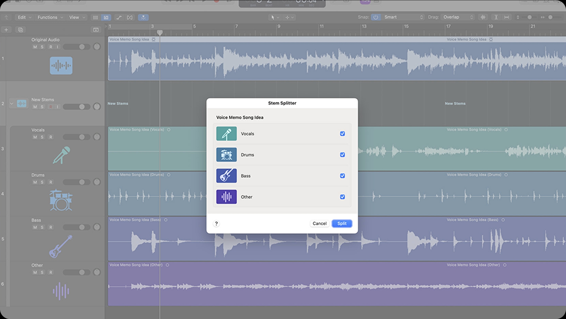 Explorando el Stem Splitter en Logic Pro 11